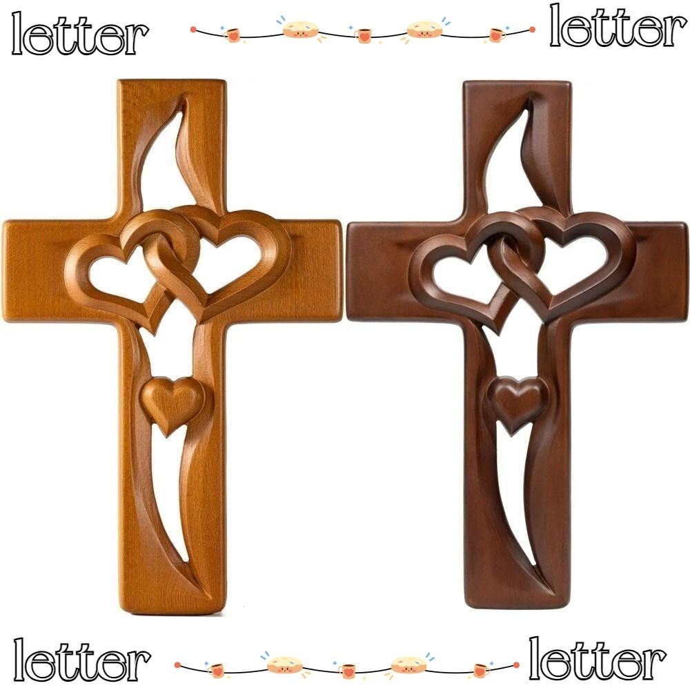LETTER Intertwined Heart Wooden Cross, Heart Crafts Solid Wood ...