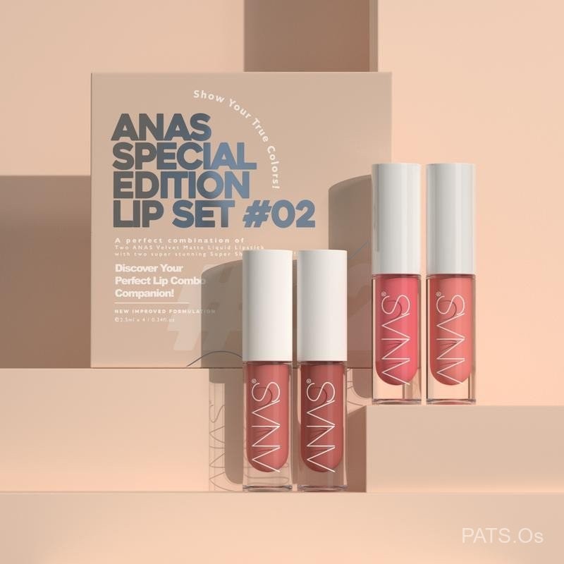 ANAS Lip Set 4 in 1 (2 ANAS Velvet Matte Liquid Lipstick & 2 ANAS Super ...