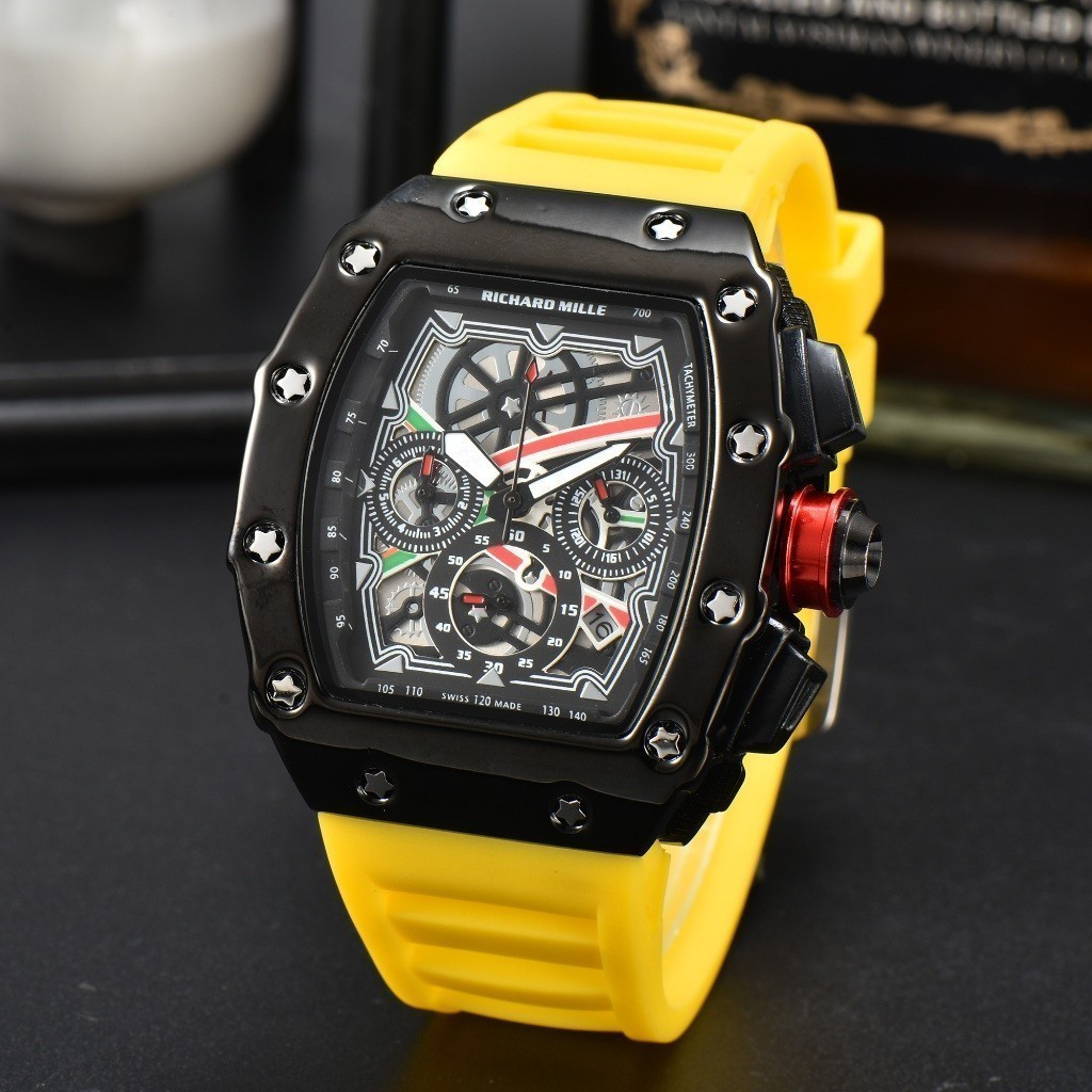 Richard Miller Stainless Steel Case Rubber Strap Men's Watch Richard ...