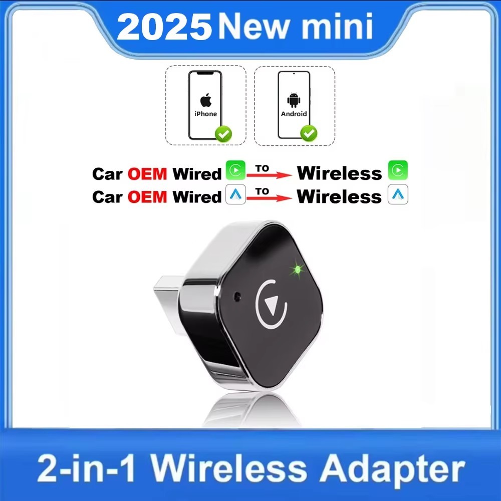 Wireless Carplay Android Auto Adapter 2 in 1 Mini Box Plug&Play CarPlay ...