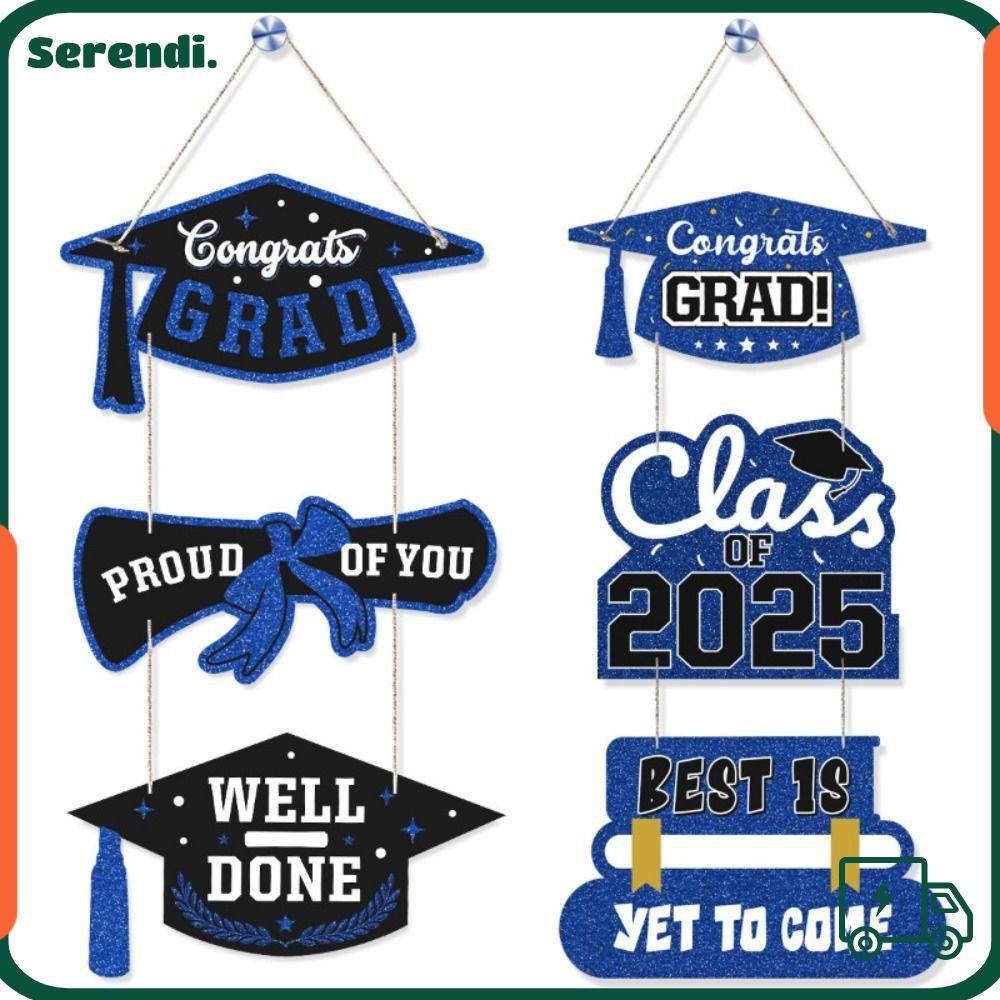 SERENDI Graduation Door Hanger, Reusable Mortarboard Shaped Congrats ...
