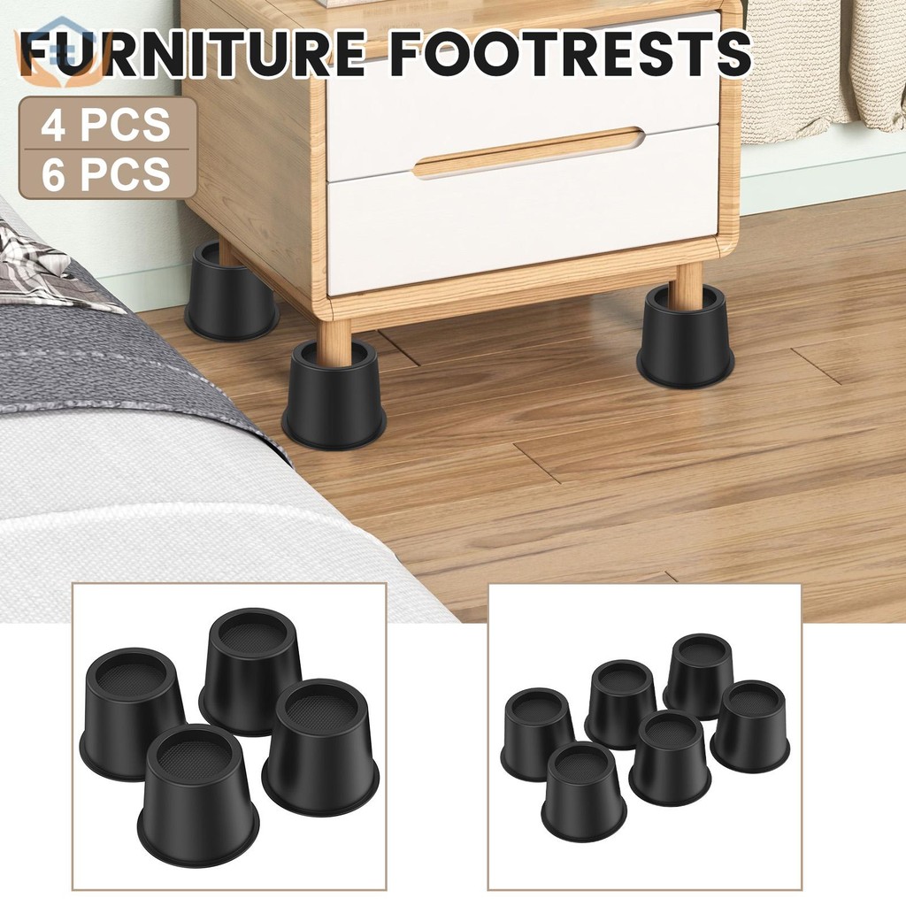 4/6Pcs Bed Riser 4 Inch Heavy Duty Round Furniture Riser Bed Lift Riser ...