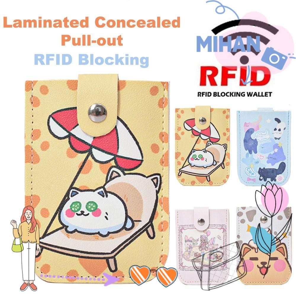 MIHAN Mini Card Wallet, Laminated Concealed Pull-out Type ID Card ...