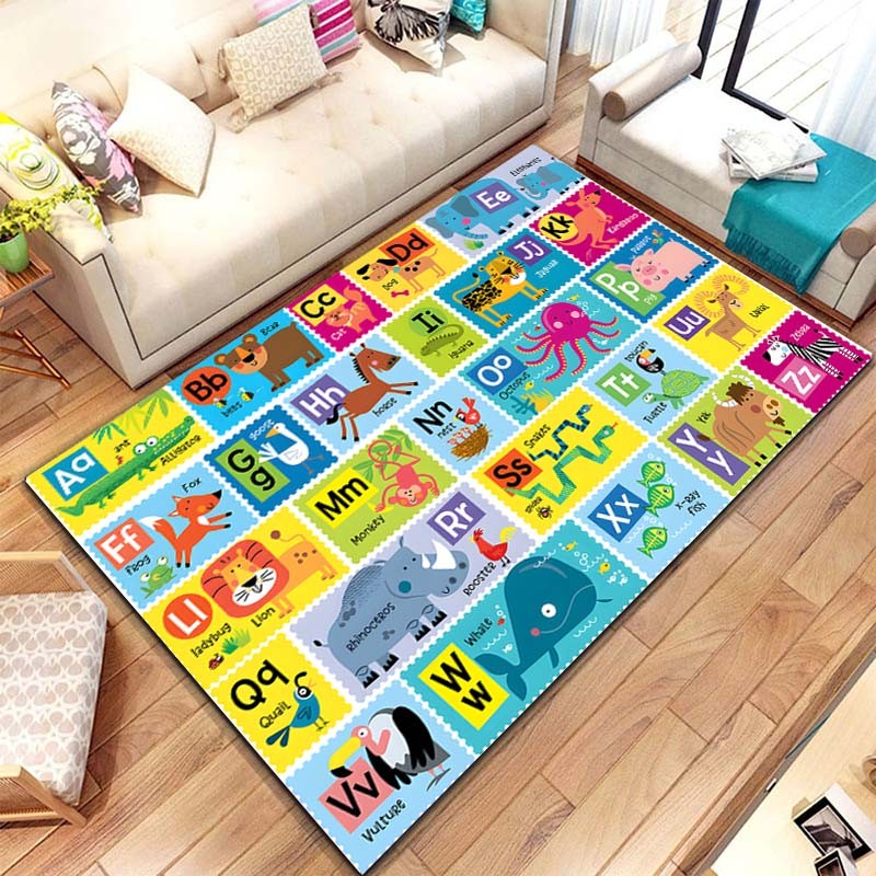 ABC Alphabet Cartoon Children Crawling Playroom Early Education Carpet ...