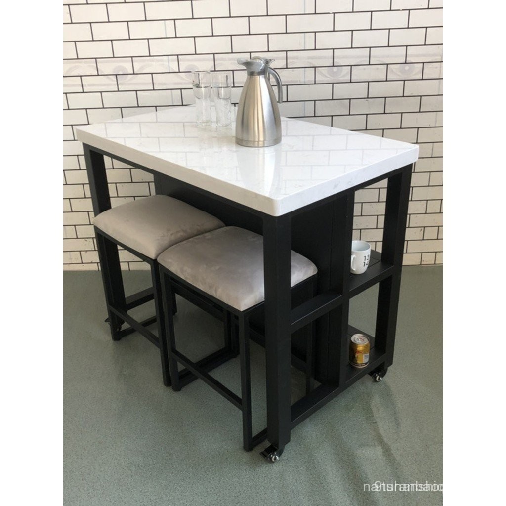 Nordic Modern Open Kitchen Middle Island Kitchen Counter Marble Iron ...