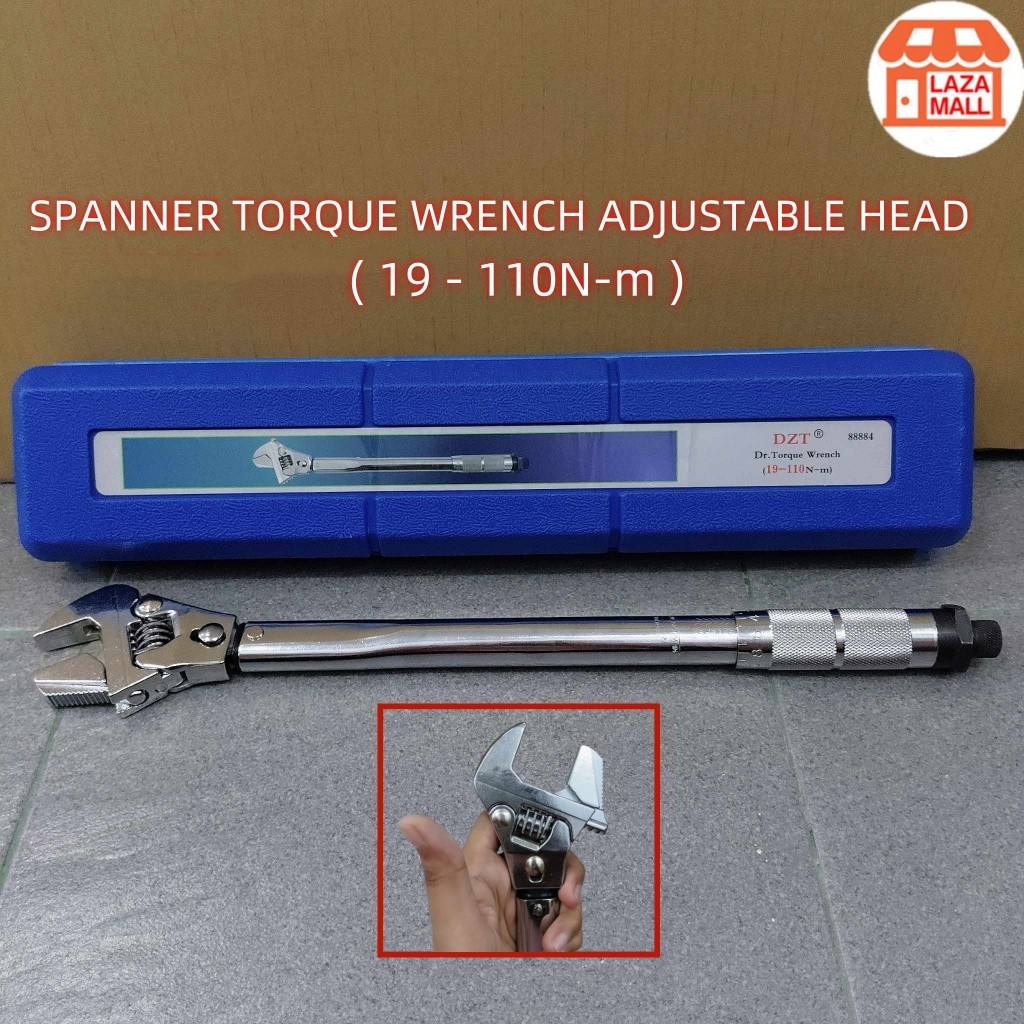 Spanner torque wrench adjustable head with case (19-110Nm)multipurpose ...
