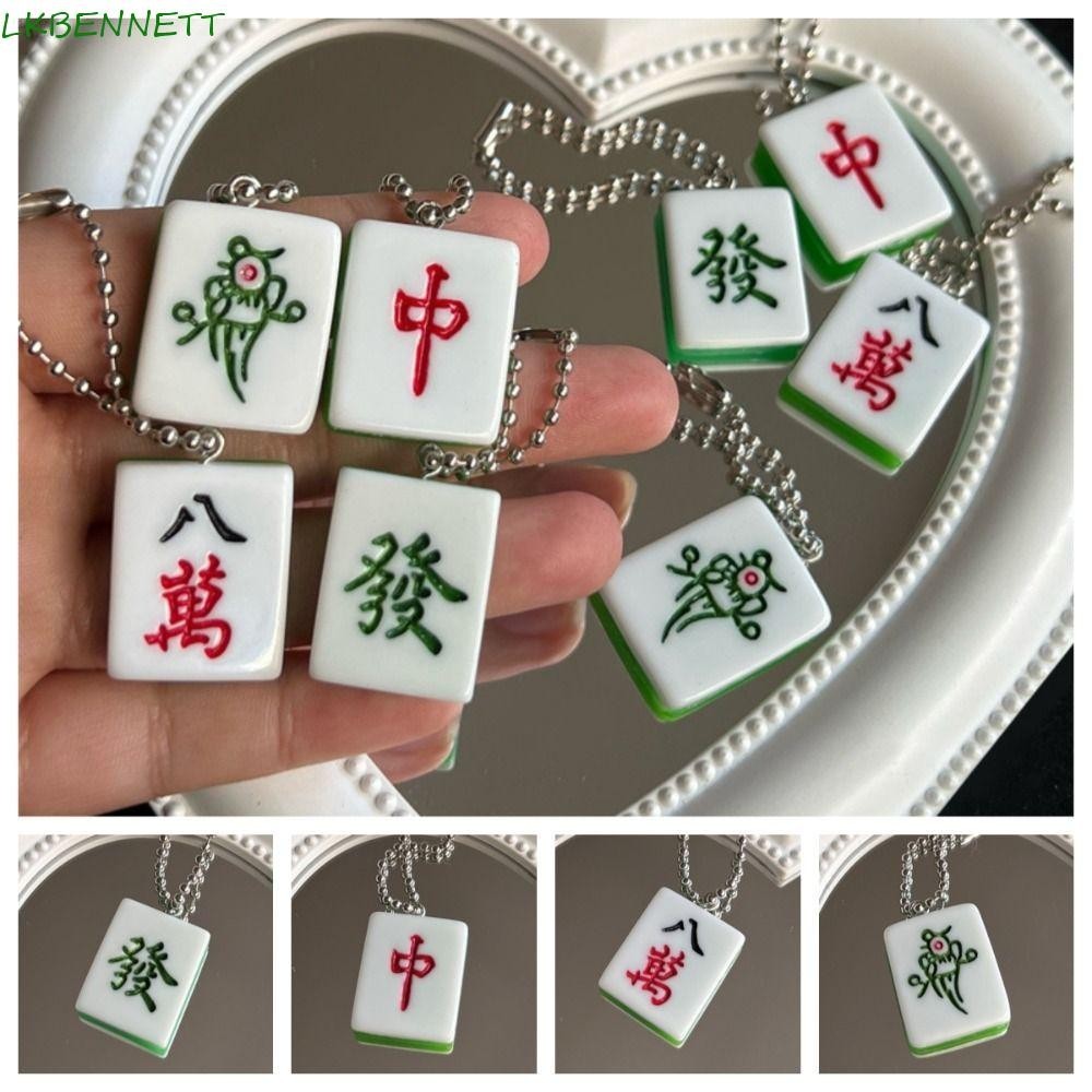 LKBENNETT Mahjong Keychain, Traditional Resin Mahjong Keyring, Creative ...