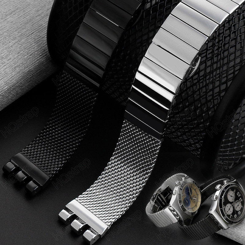 19mm Stainless Steel Strap for Swatch Watch Band YCS 443G Wrist for Men ...