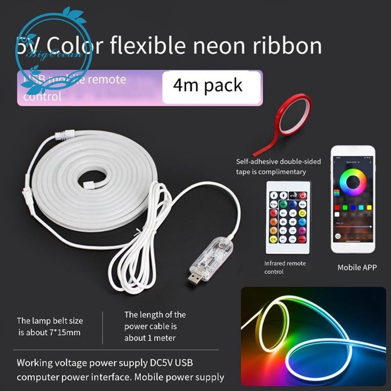 3 Meters LED Strip Light RGB 5V USB Waterproof Neon Light with Music ...