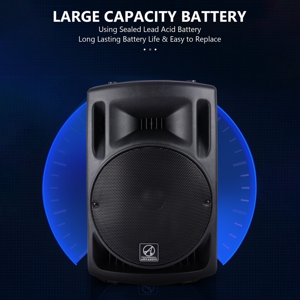 AmpAudio 12/15 Inch Portable Bluetooth Portable Speaker with Echo ...