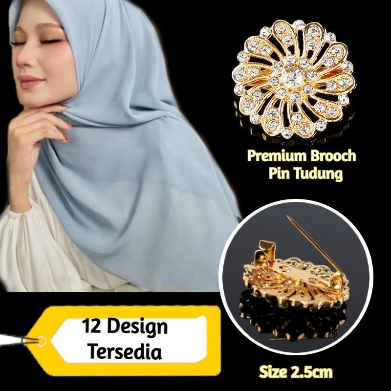 Kerongsang Pin Tudung Premium Rhinestone Brooch Indonesia Bruch Kacing ...