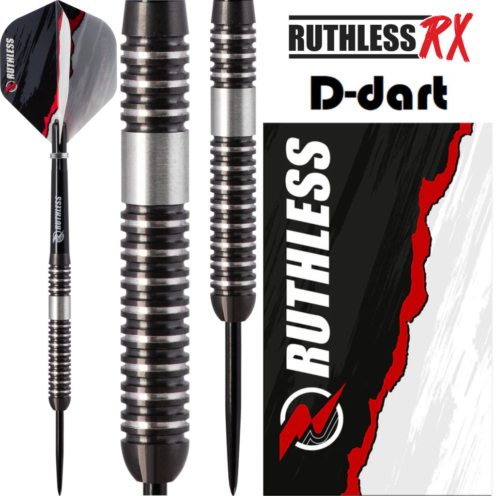 RUTHLESS RX STEEL TIP DART - 25G Night Hawk M2 90% Black Titanium Tungsten Darts (ARROW DART ...