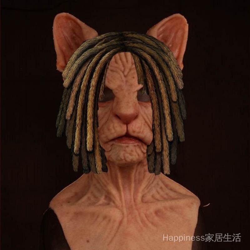 24 Hours Delivery A20 Hairless Cat Mask Headgear Halloween Horror Cat ...