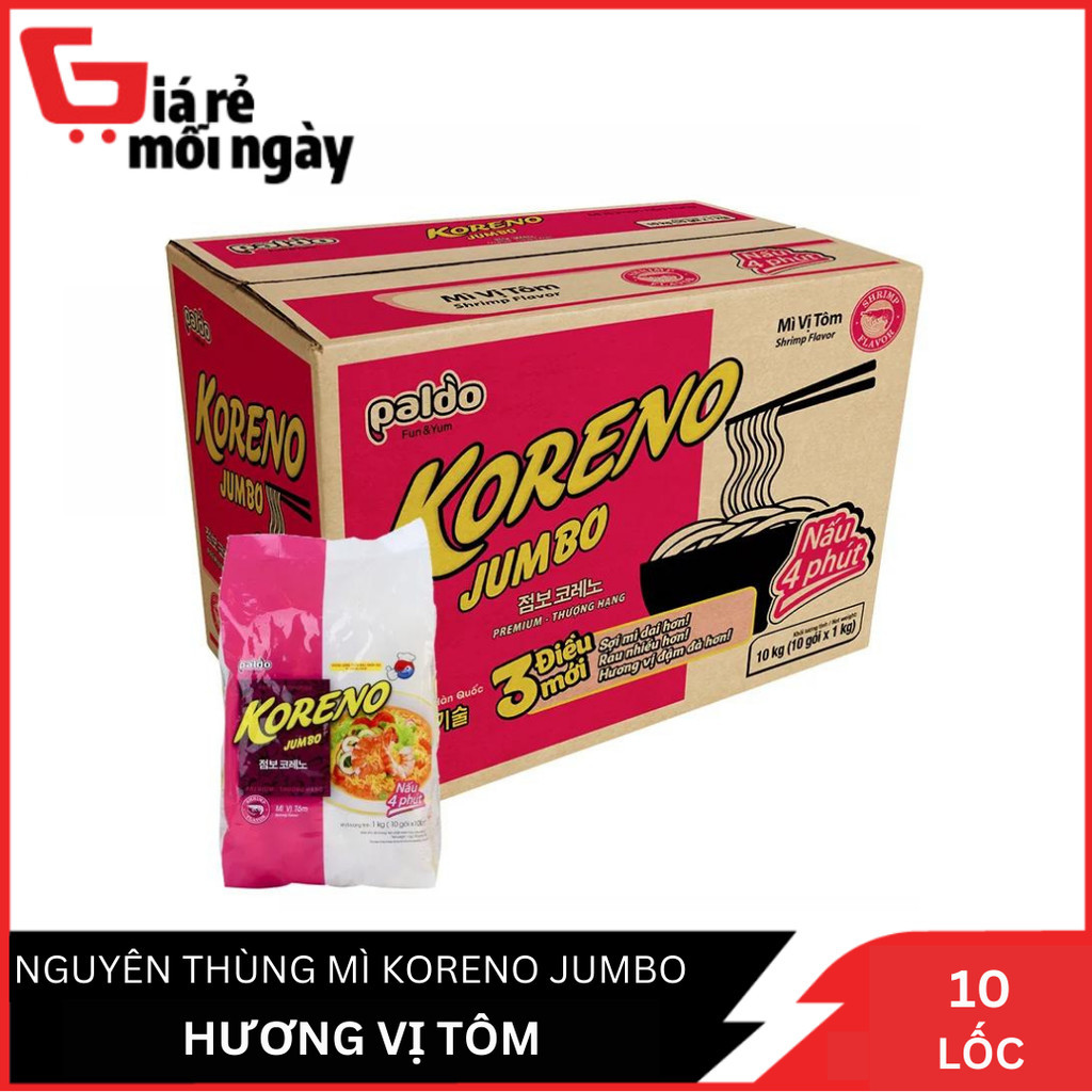 Whole Box Of KORENO JUMBO Noodles With Shrimp Flavor (10 Packs ...