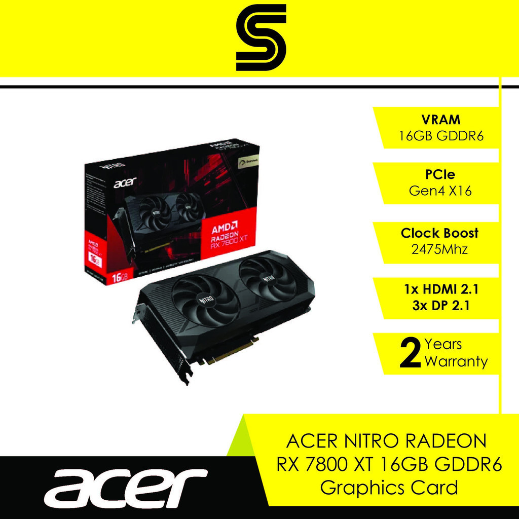 ACER NITRO Radeon RX 7800 XT OC 16GB GDDR6 Graphics Card | Shopee Malaysia