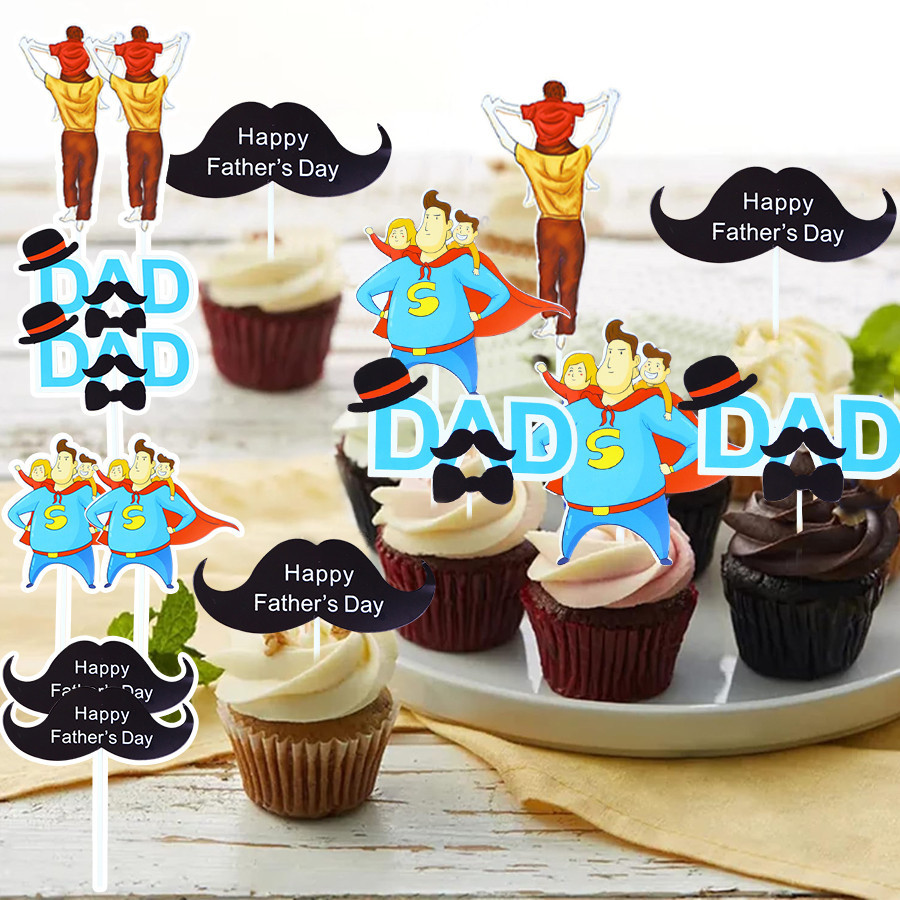 10PCS Happy Father's Day Cake Decorations, Happy Father's Day Cupcake ...