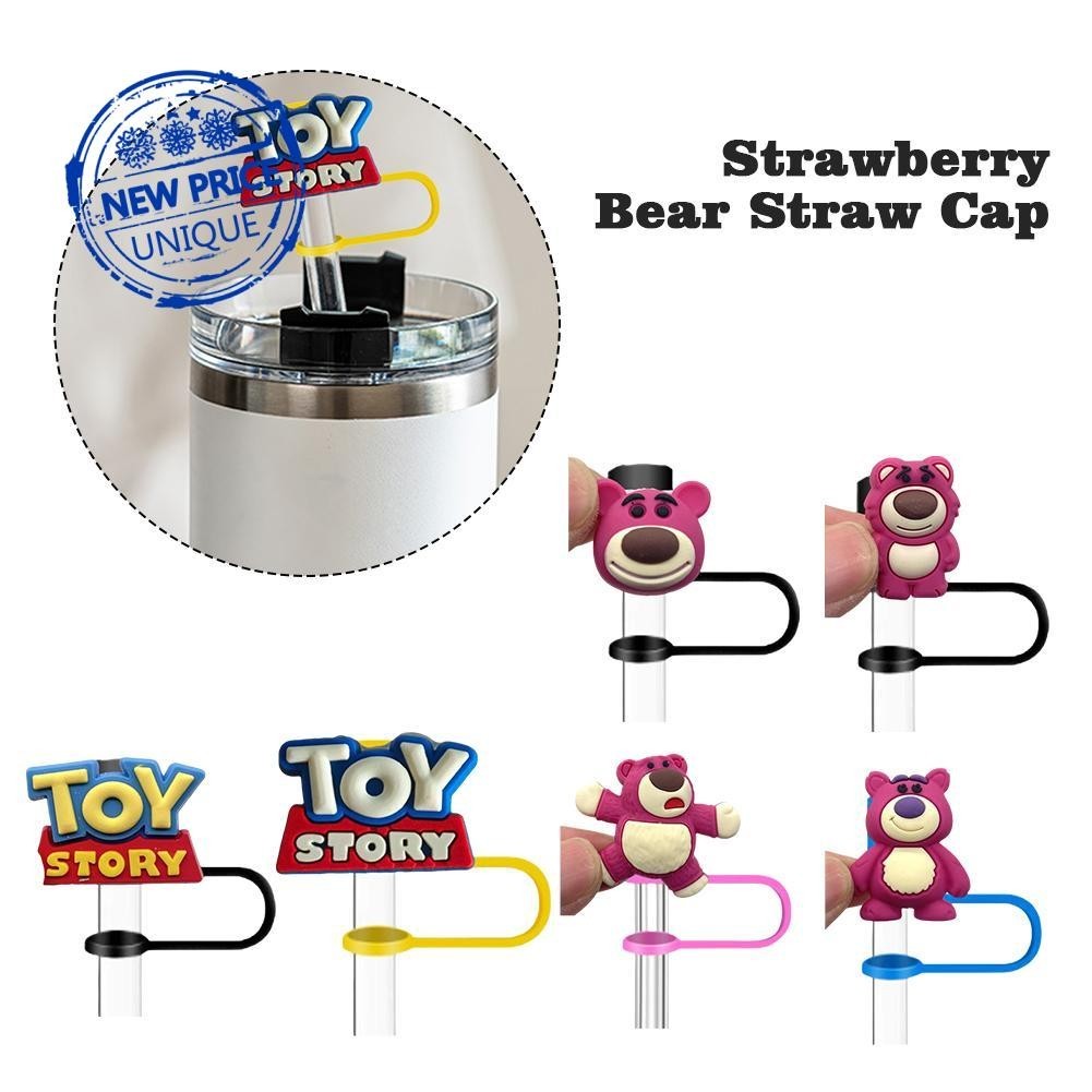 Strawberry Bear Series Straw Cover Party Decorative Cartoon Cute Cap ...