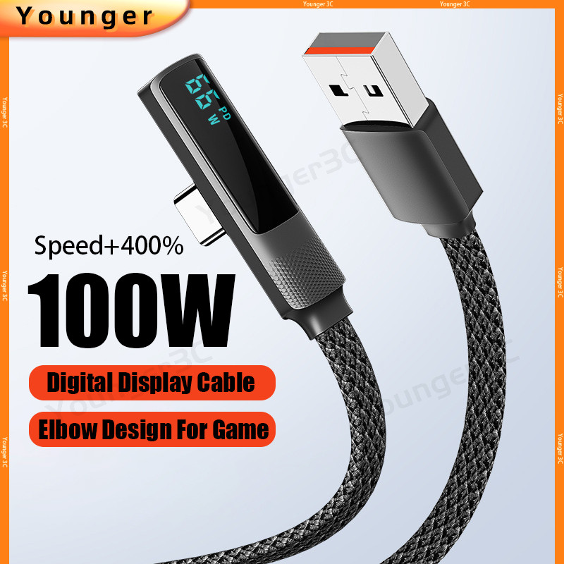 66W Elbow Super Fast Charging Cable For Game PD 27W Digital Display ...