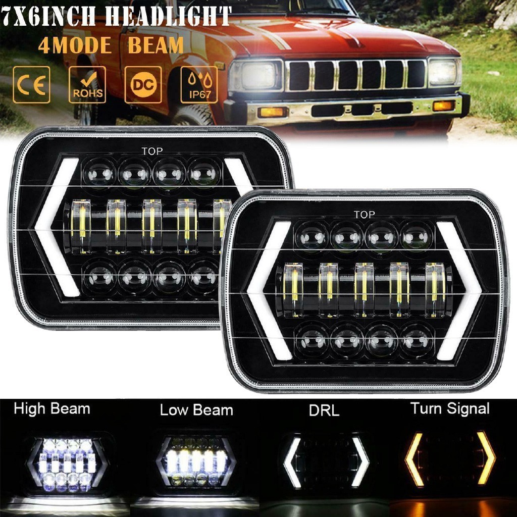 【Ready Stock】7x6" inch LED Headlight Hi-Lo Beam Halo DRL For Toyota LC2 ...