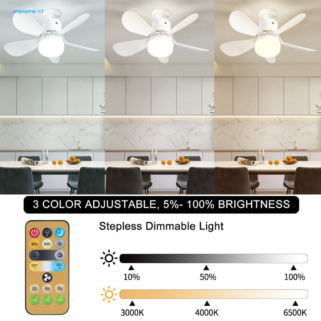 angeyong Ceiling Fan with Bright Lighting Socket Fan Light Powerful ...