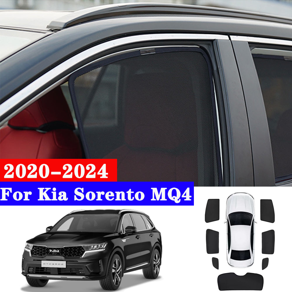 Car curtain Sunshades For Kia Sorento MQ4 2020-2024 Car Side Window Curtain Sun Shade Mesh UV ...