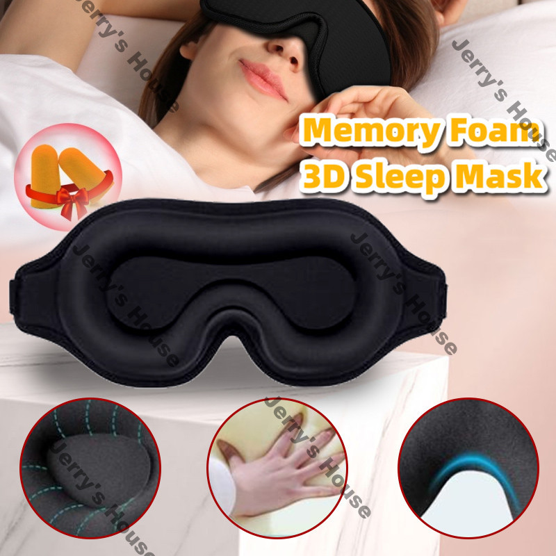 Memory Foam 3D Sleep Mask Travel Sleep Rest Relax Blindfold Sleeping ...