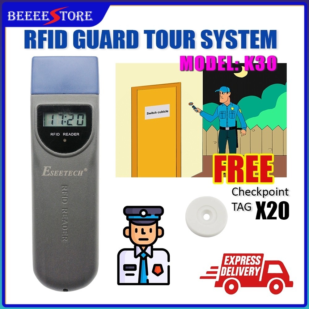 K30 RFID Guard Tour System Guard Clocking System 🎀Free 20pcs Checkpoint ...