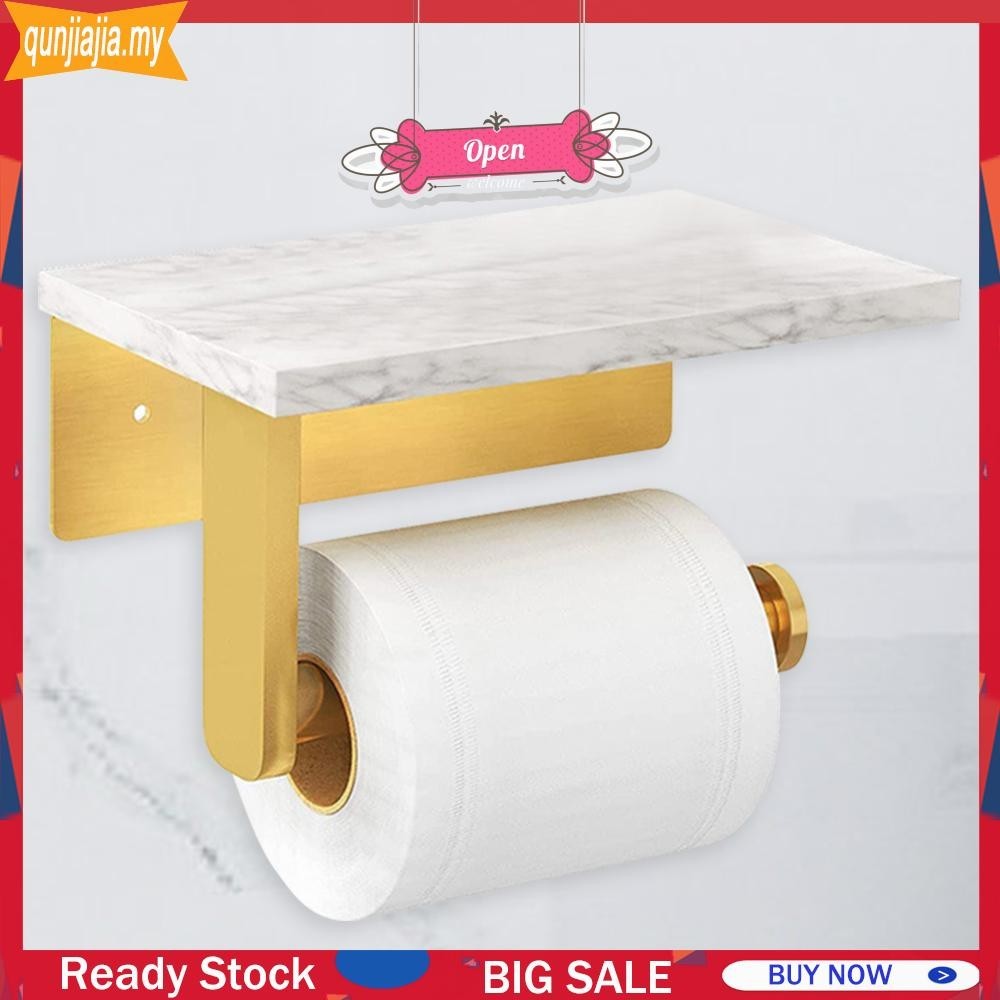 Marble Paper Holder Rack Metal Modern Style Floating Shelf for Bathroom ...