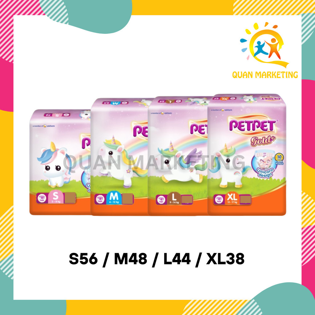 Petpet Tape Diaper Unicorn Jumbo Pack - S56/M48/L44/XL38 (1 Pack ...