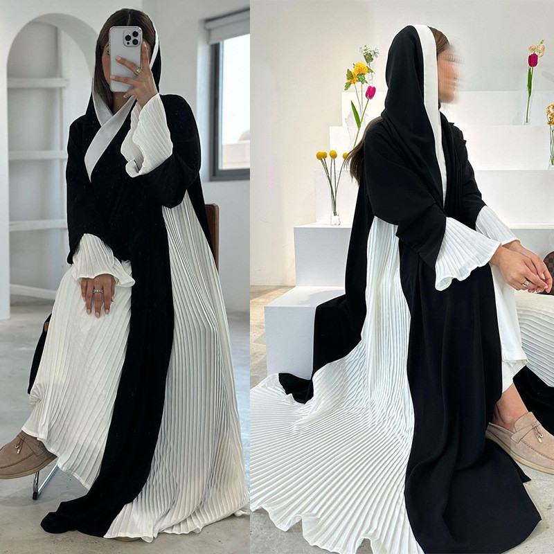 Ramadan Dubai Fashion pleated dress Abaya maxi dress Islam Arab Jubah ...