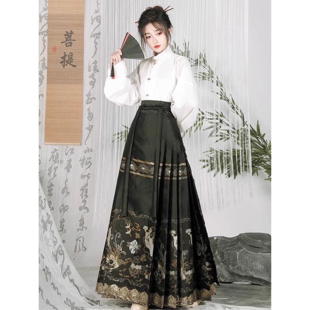 Weaving Gold Horse Face Skirt 2024 Styles New Chinese Style Hanfu Female Ming Made Small People ...