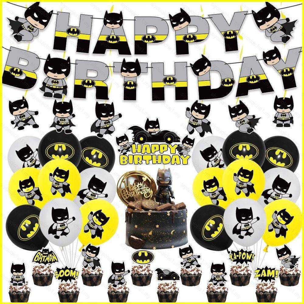 COOL DC Batman Theme Happy Birthday Party Decorations Set Cake Topper ...