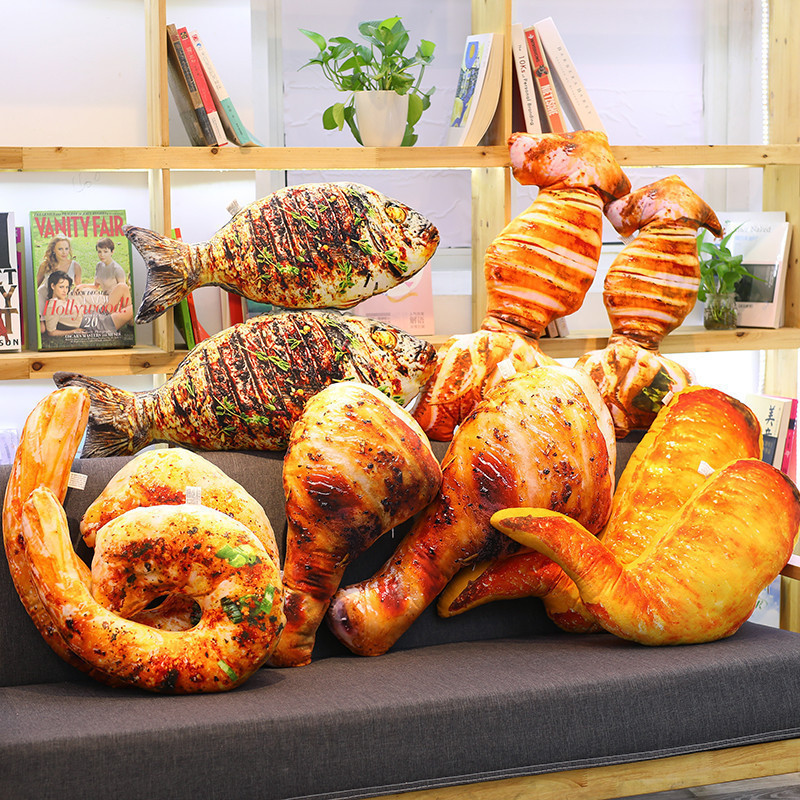 Simulasi makanan bantal Funny Chicken Legs sayap ayam udang Plush Toy ...