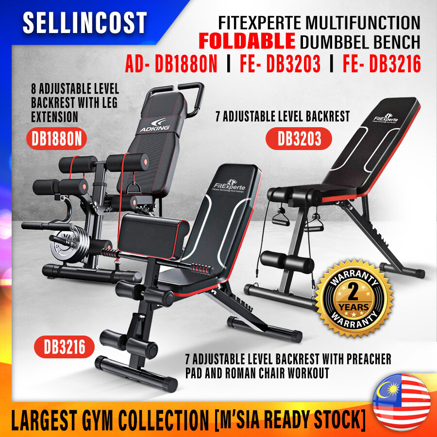 FitExperte Dumbbell Bench 2YR Warranty Sit Up Bench FOLDABLE Adjustable ...