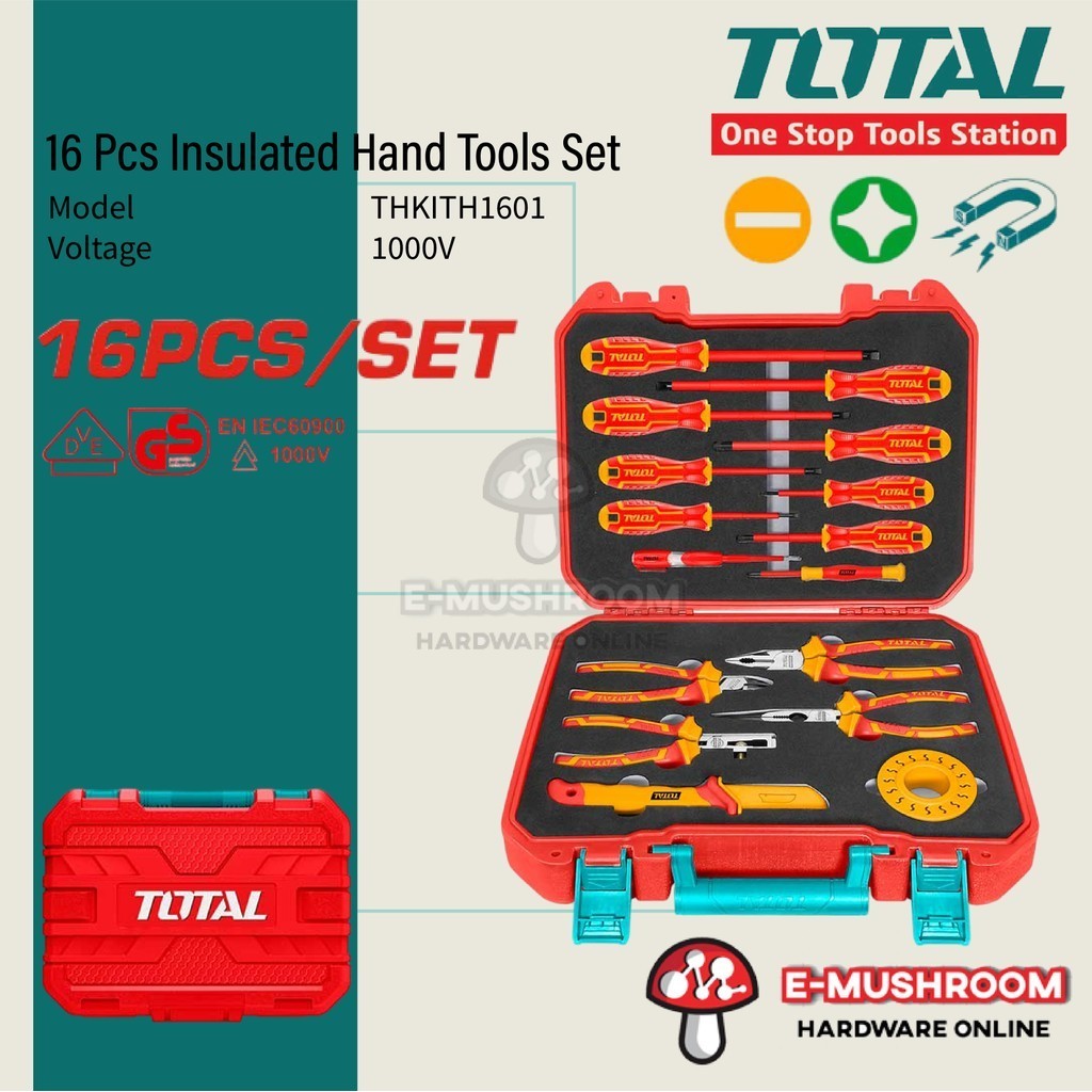 Total THKITH1601 16 Pcs Insulated Hand Tools Set 绝缘手动工具组 | Shopee Malaysia
