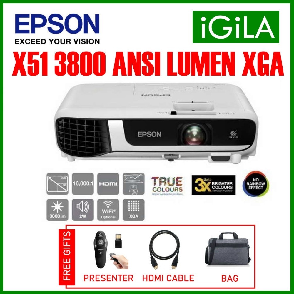 Epson EB-W55 EB-X06 EB-E24 EB-X51 EB12 X52 XGA 3LCD Projector1026X768 ...