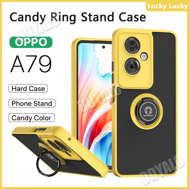 Casing for OPPO A79 5G Case A59 A58 A78 A98 5G Hard Acrylic Ring Stand ...