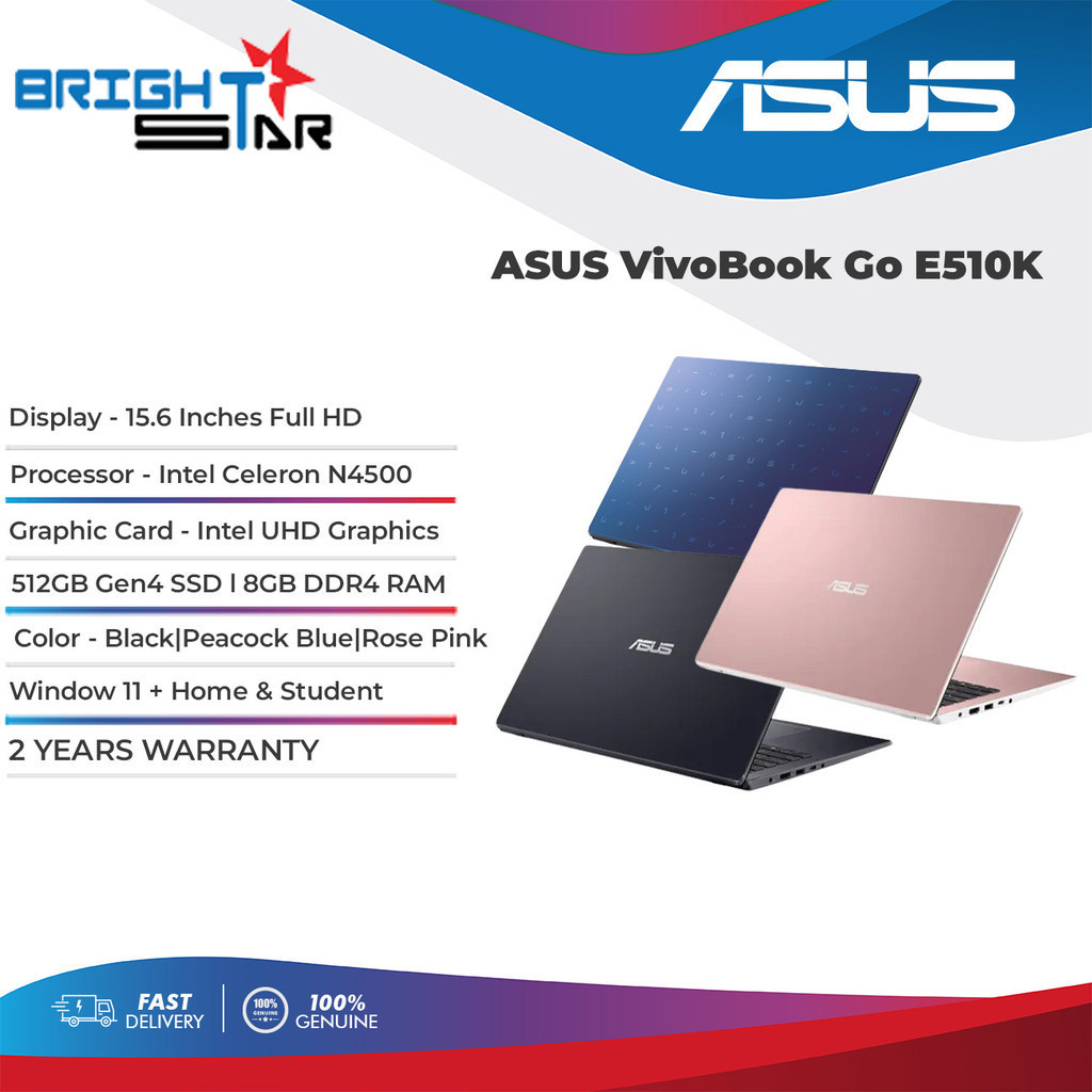 ASUS Vivobook Go E510K-AEJ732WS (Intel Celeron N4500/8GB DDR4/512GB ...