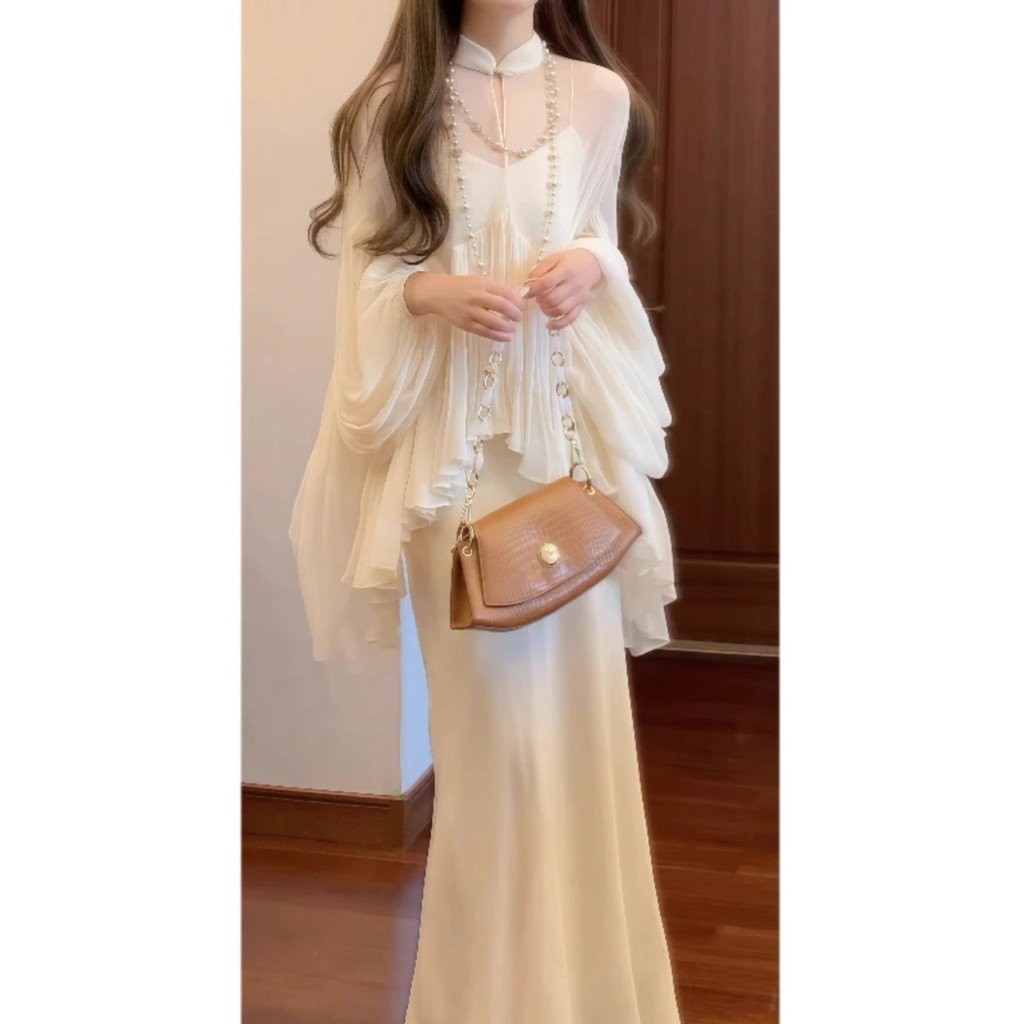 Stok Sedia Gaun Panjang Skirt Panjang Gaya Cina Baru Kolar Berdiri ...