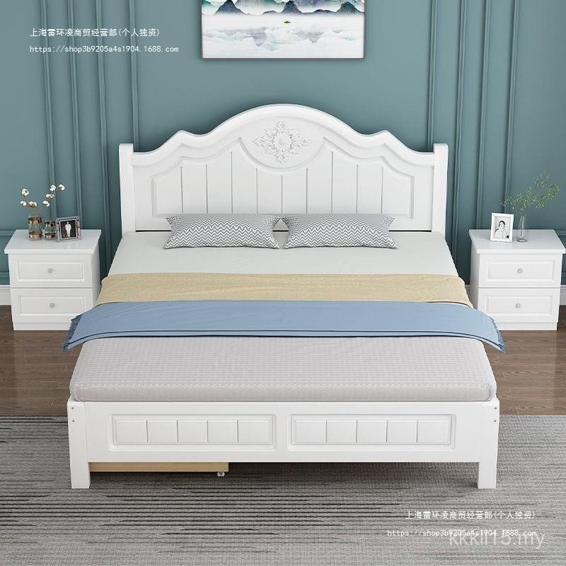 Solid Wood Bed 1.8m Simple Modern Master Horizontal Double Bed 1.5m ...