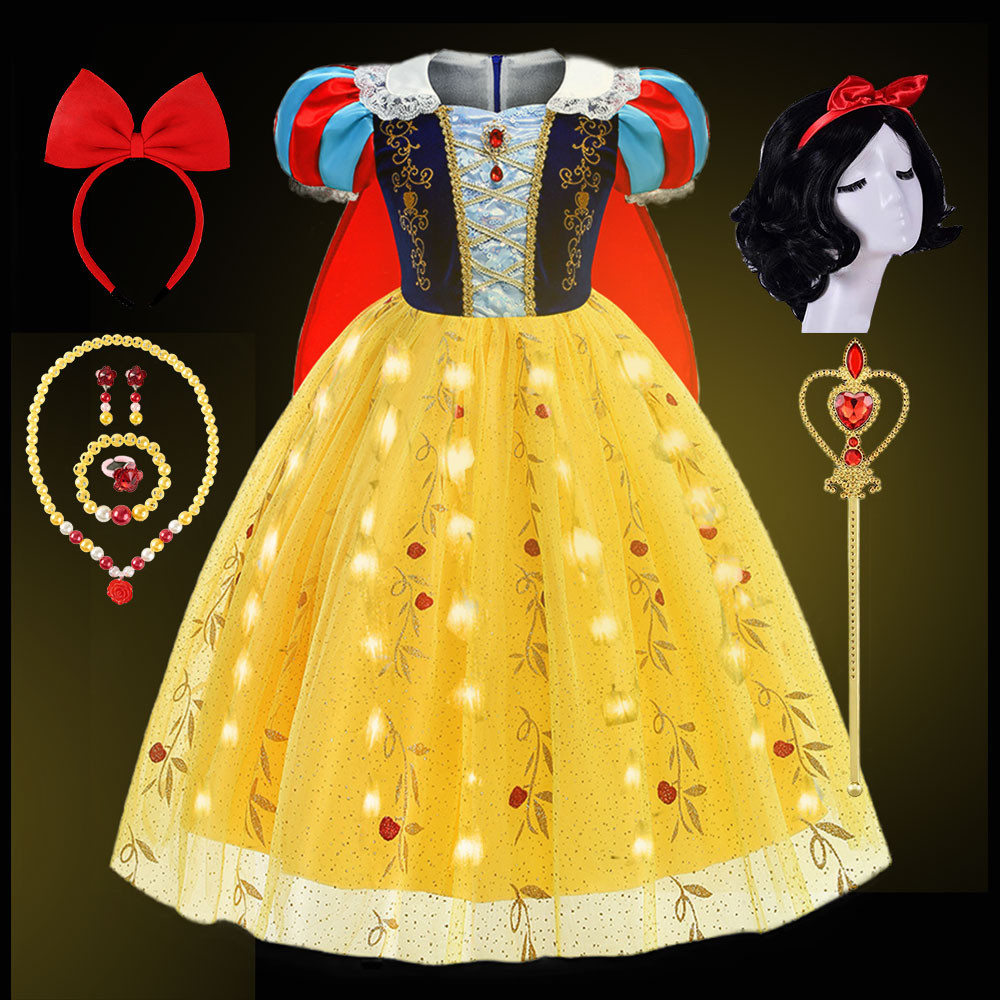Comic Con Princess Snow White Cosplay Ball Gown with LED Light Girls ...