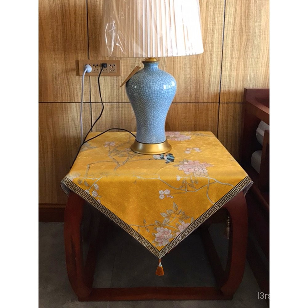 Kain meja bunga dan burung gaya Cina, penutup peti sejuk, penutup meja ...