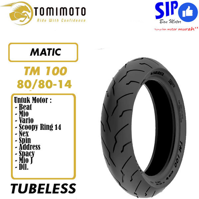 Tomimoto TM100 automatic motorbike tires size 80 80 14 Tubeless for Nex ...
