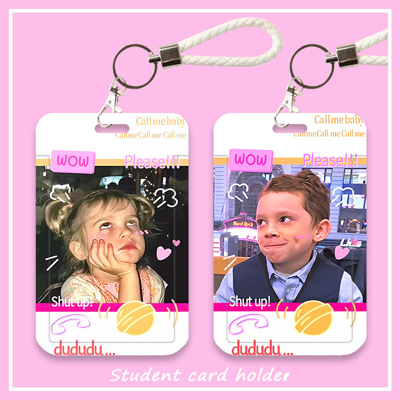 Fake Smile Boy Couple Student Slide Card Holder Meal Card Bus Card ID ...