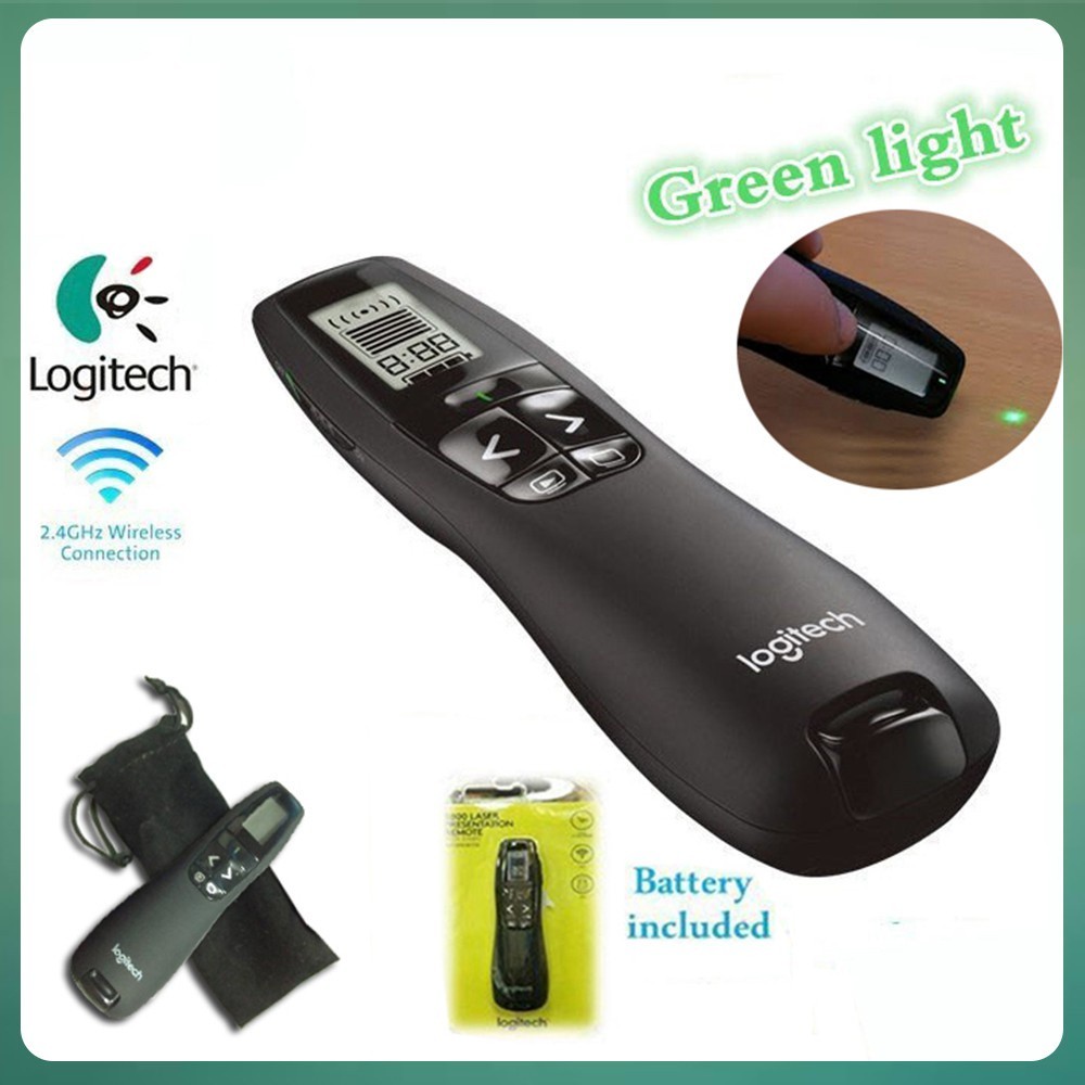 Logitech R800 Wireless Presenter Green Light Laser Pointer 2.4GHz ...