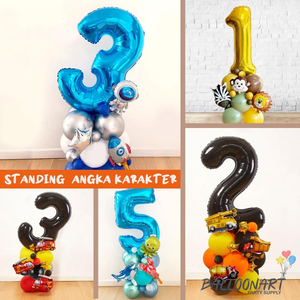 Diy STANDING CHARACTER NUMBERS/BIRTHDAY DECORATIONS/FOIL BALLOONS ...