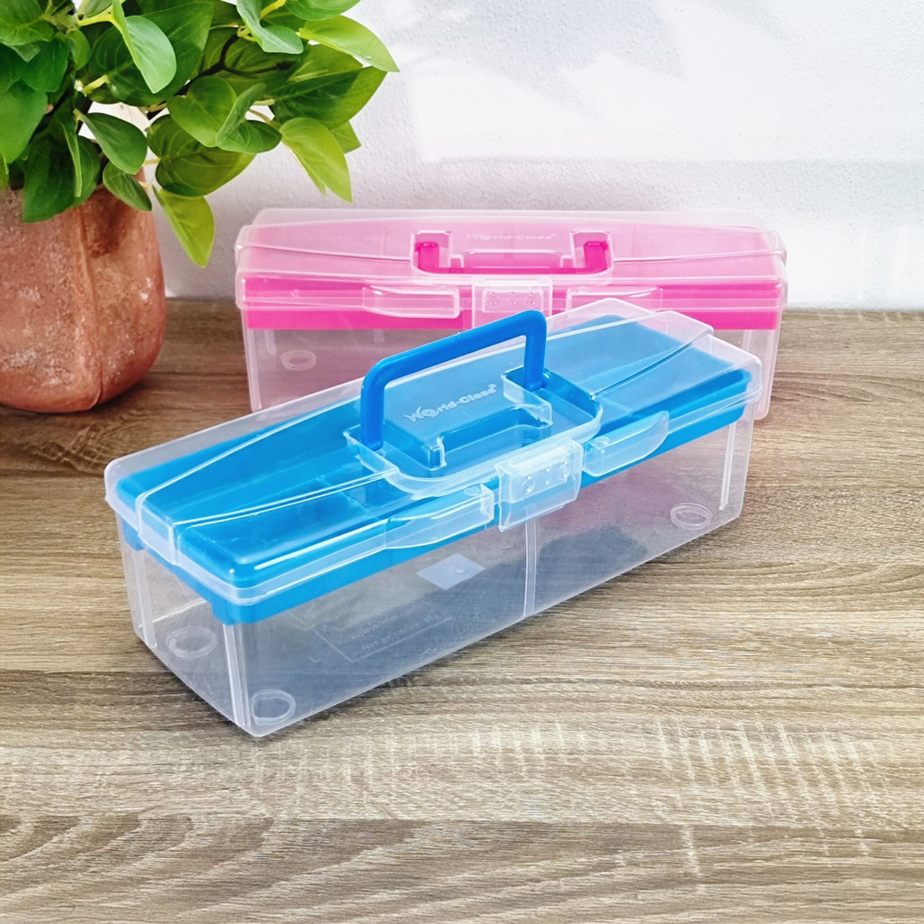 2-Layer Tool Box Transparent Multi-Purpose Storage Handle World class ...