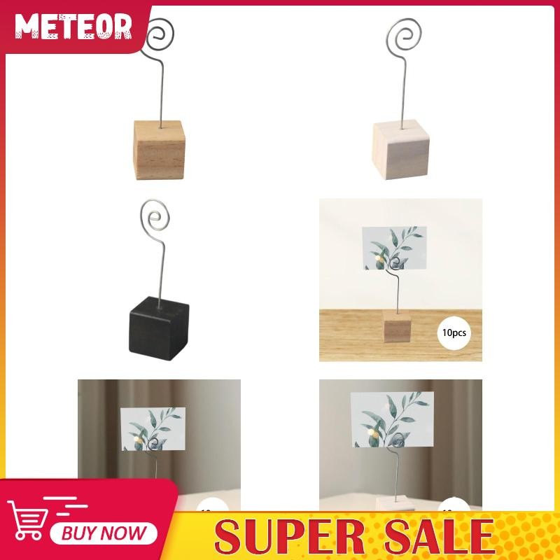 [meteorMY] 10x Place Cards Holder Table Menu Clip Decor with Wood Base ...