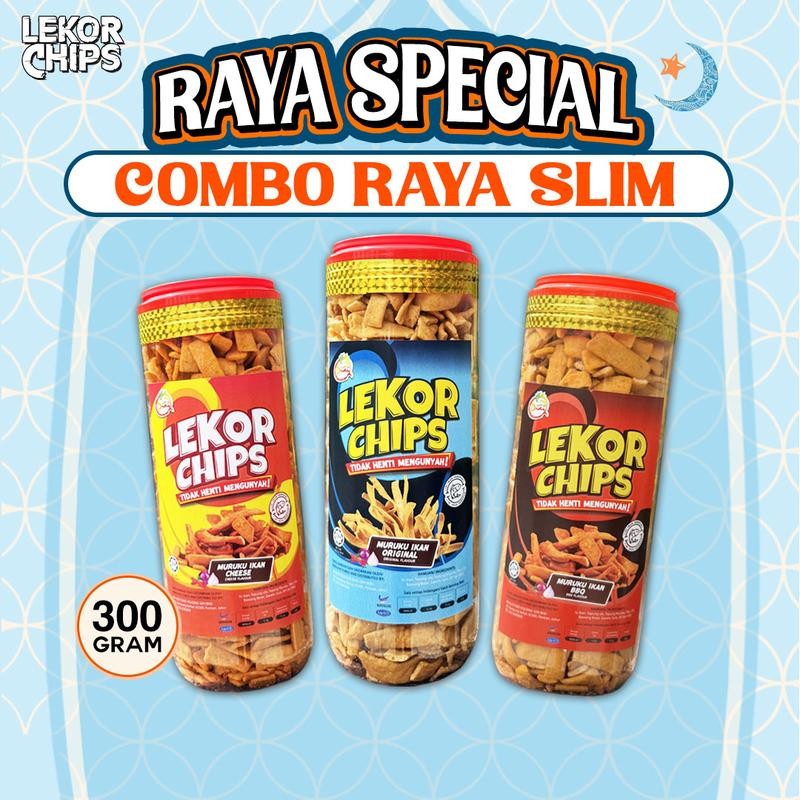 LEKORCHIPS BOTOL SLIM (300g X 3) [LIMITED RAYA 2025] – Kudapan Ringan Viral, Maruku Ikan Rangup ...
