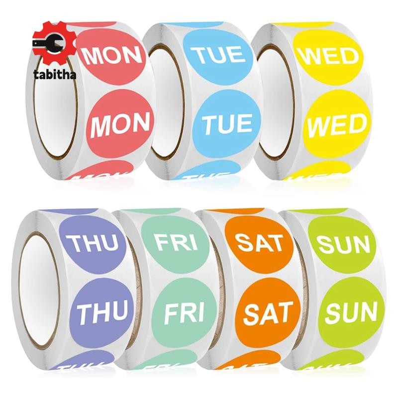 7 Day of the Week Sticker,1 Inch Round Day Dot Food Rotation Labels ...